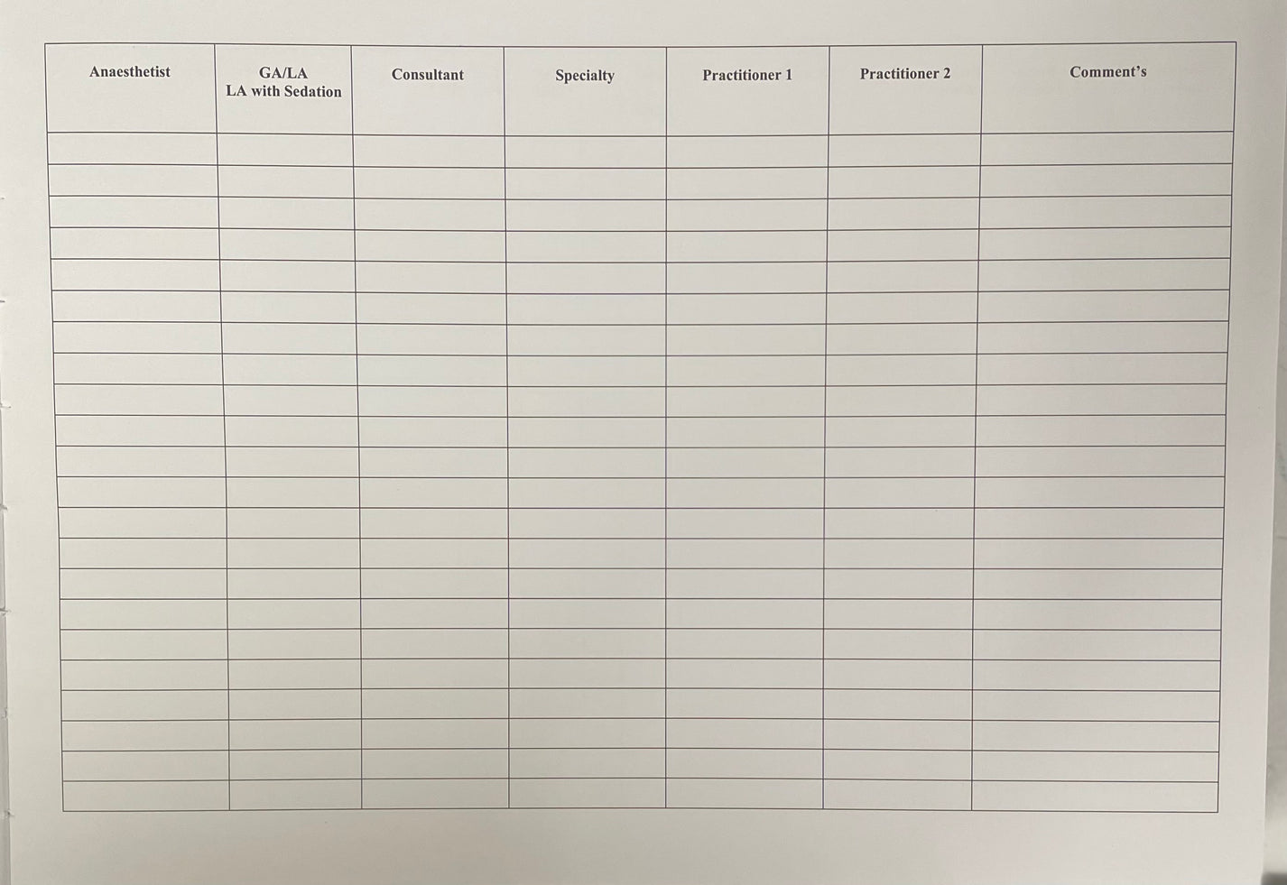 Operating Theatre Register