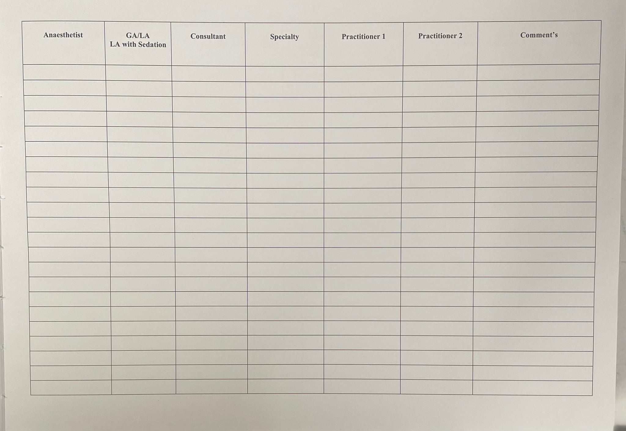 Operating Theatre Register